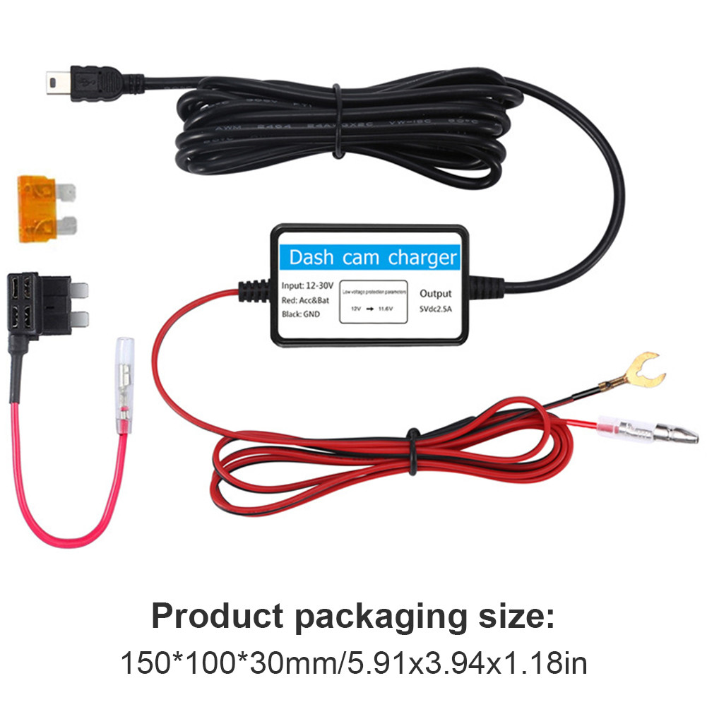 Dash Cam Hardwire Kit 5V 2A Car Dash Camera Charger Power Cord Low Volt ...