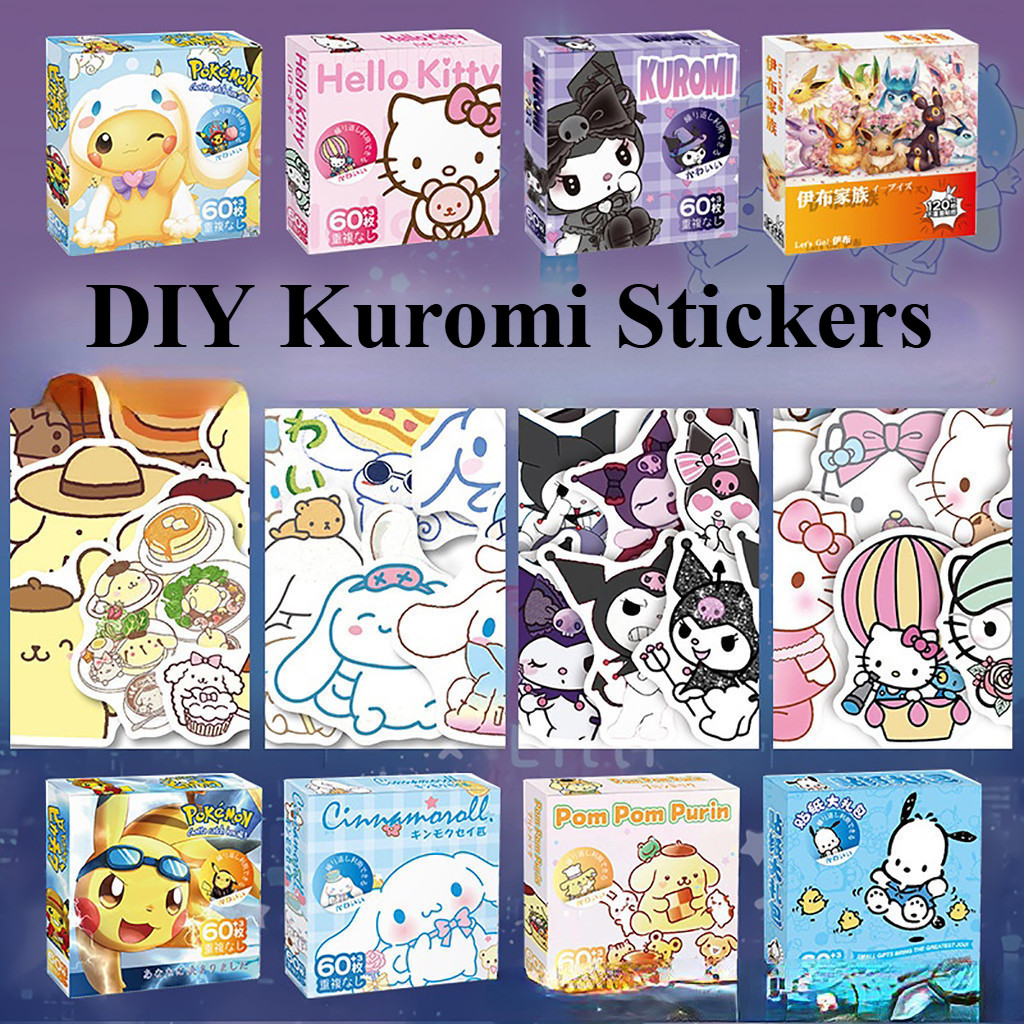 A Set of 60 DIY Korumi Stickers Cute Kuromi Things Kuromi Waterproof ...