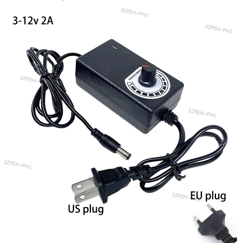 AC to DC Adjustable DC Power Supply 3V–12V 5V 6V 9v 12v 2A Charger ...