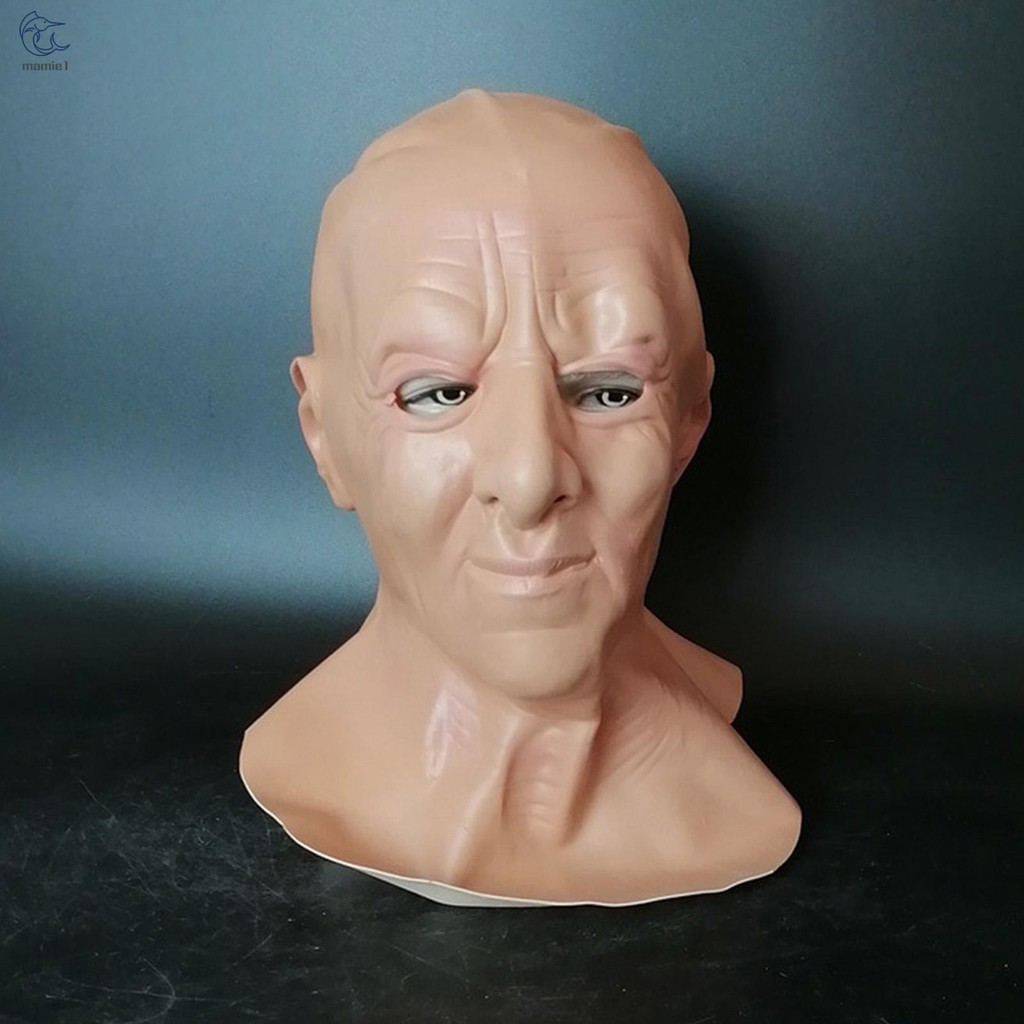Cosplay Bald Old Man Face Mask Costume Party Latex Full Head Mask ...