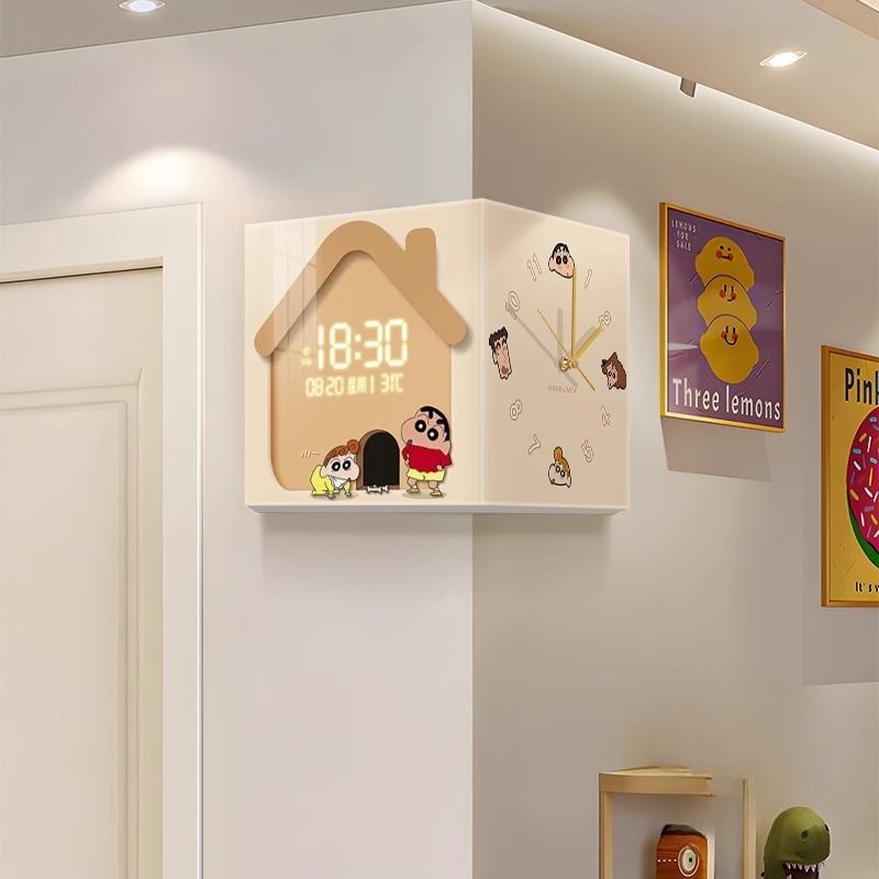 Creative Cartoon ins Style Crayon Shin-Chan Corner Clock Perpetual ...