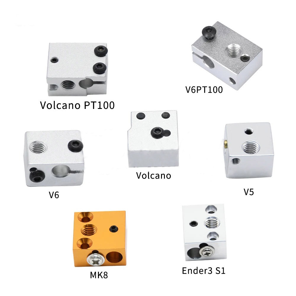 1pcs Heater Block V5 V6 Volcano PT100 MK8 Heater Block for Print Head ...