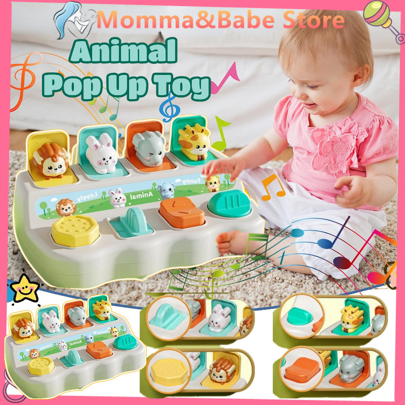 Baby Interactive Pop Up Toy Musical Peekaboo Pop Animal Toy Early ...
