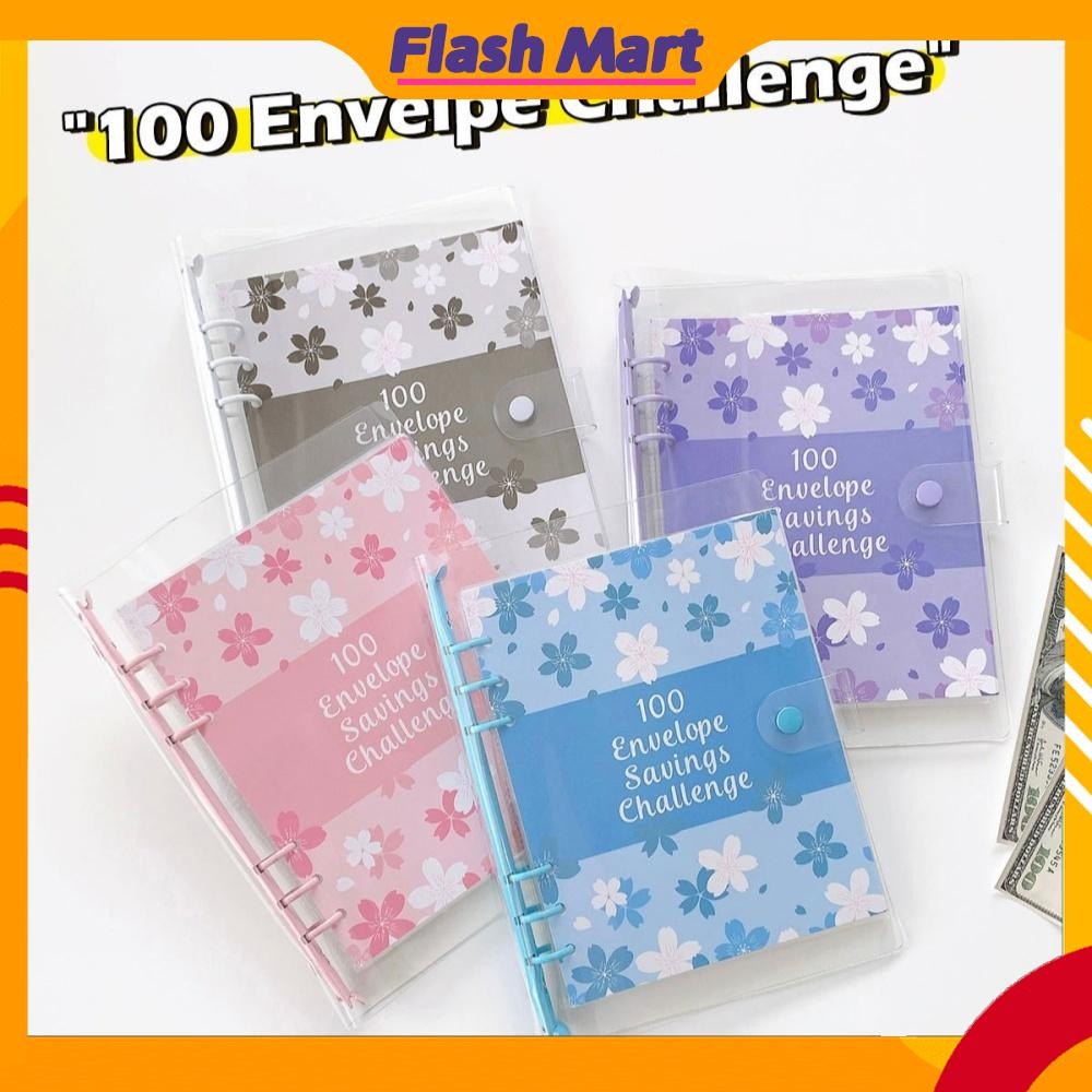 100 Day Envelope Challenge A5 Money Savings Book Sakura Style Notebook ...