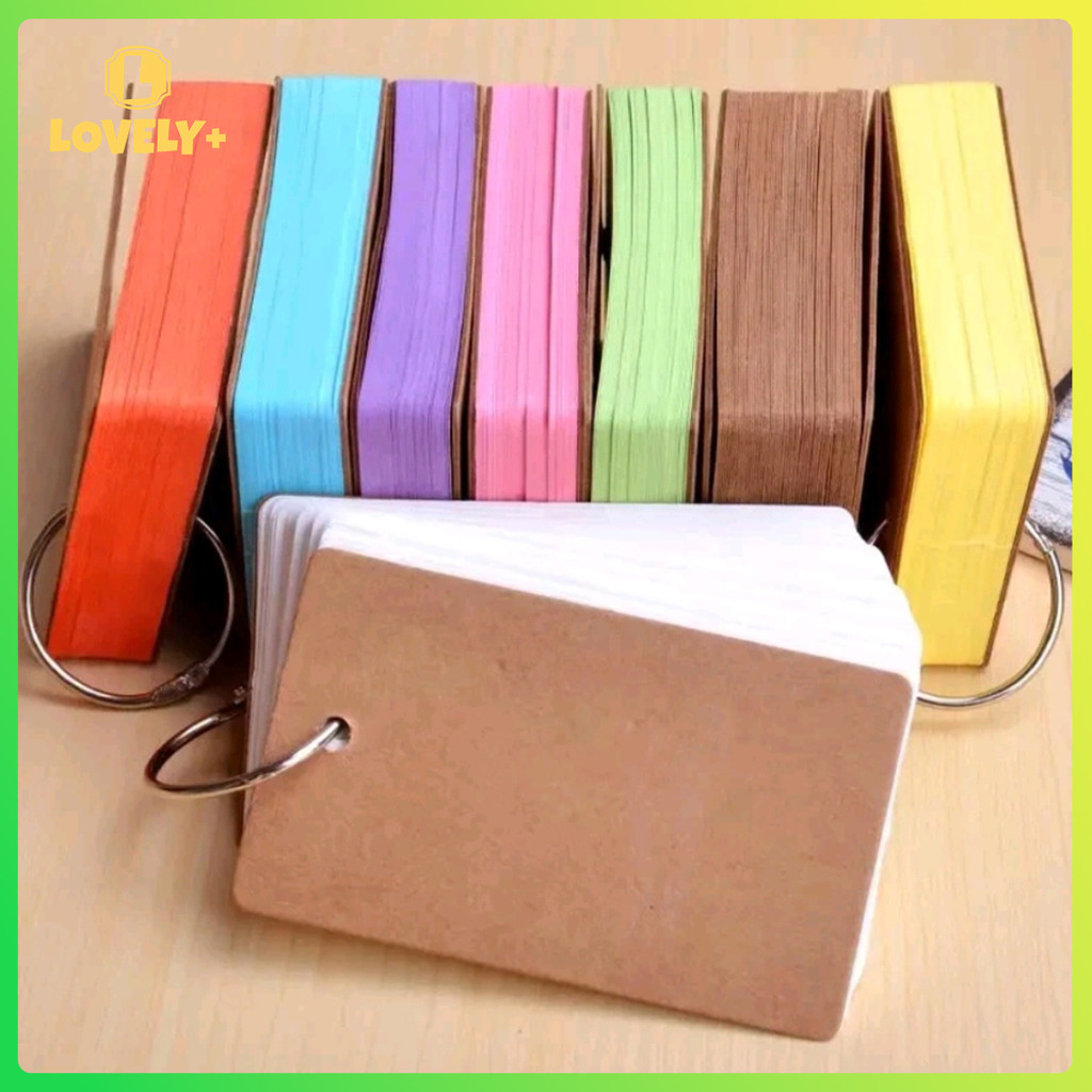 White/Green/Blue/Pink Index Card with Ring 50 Sheets Kraft Paper Binder ...