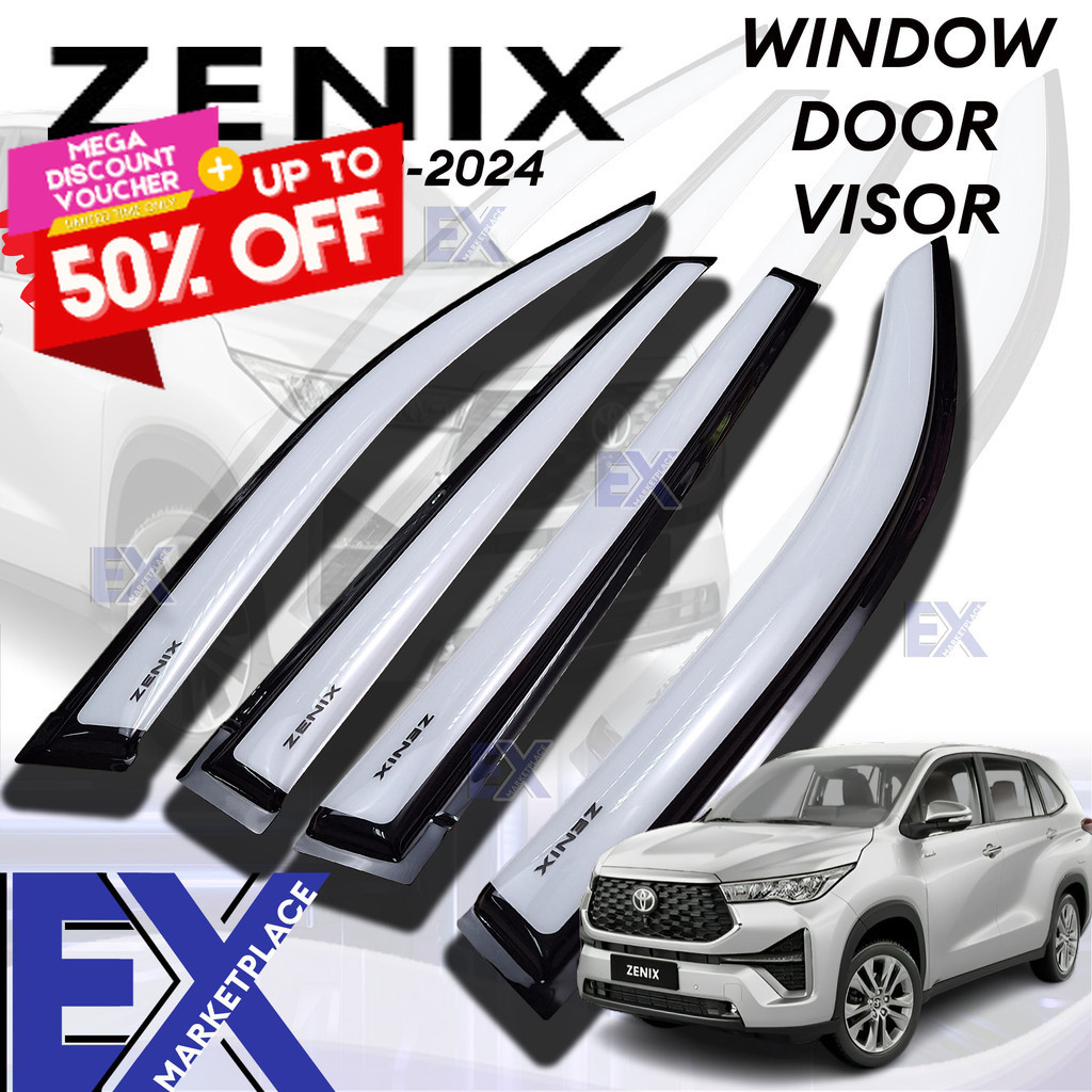 Toyota Zenix 2023 to 2024 INJECTION Window Door Rain Visor BLACK WHITE ...
