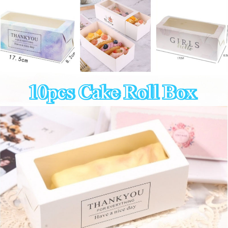 10pcs Cake Roll Box Kraft Cake Box Pastry Loaf Box Swiss Roll Banana ...