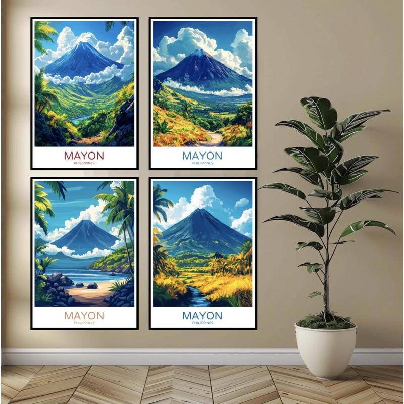 Mayon Volcano Philippines Travel Poster Digital Print Mount Mayon Albay ...