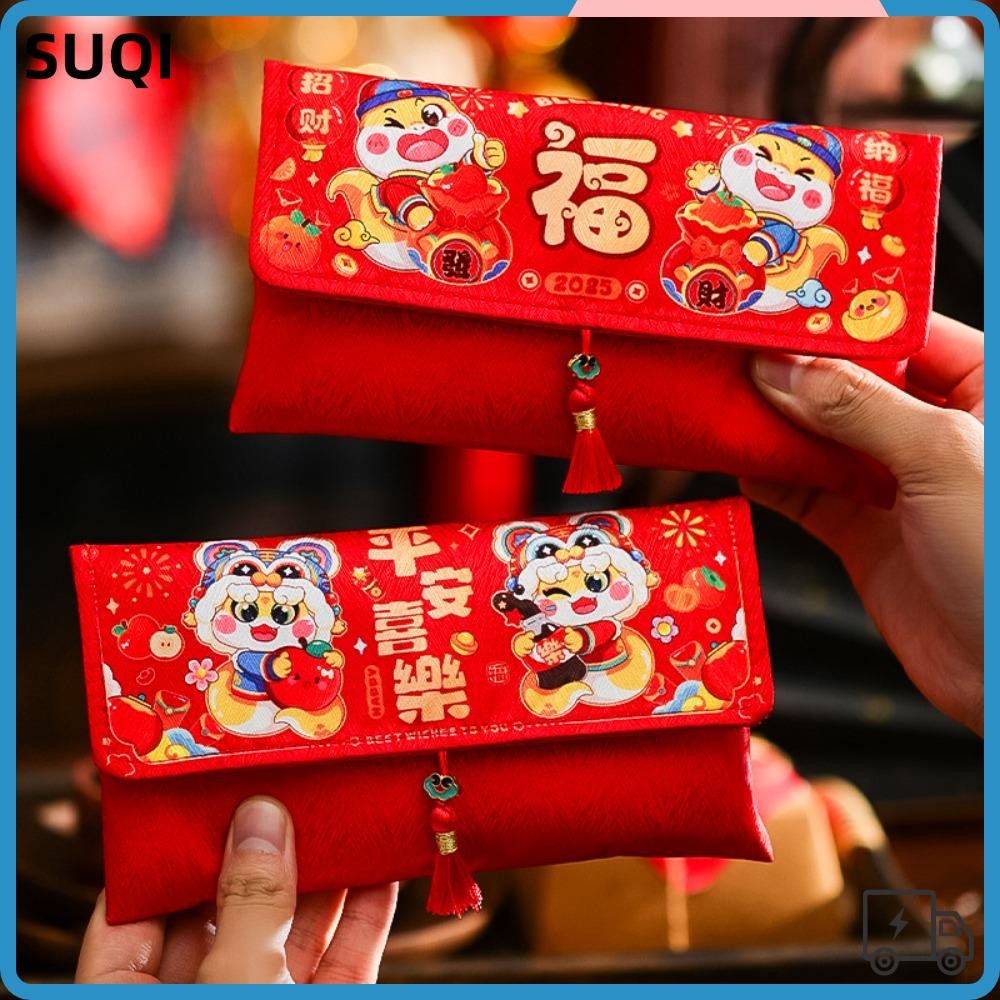 HI-SUQI Fabric Red Envelope, Traditional Cute Cartoon Crossbody Red ...