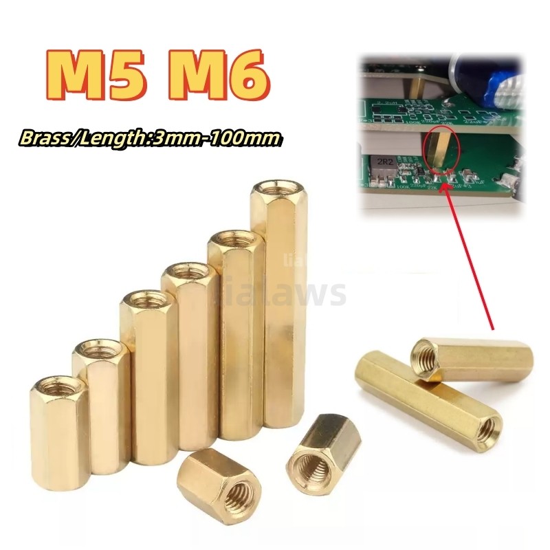 Brass Double Pass Hexagonal Copper Column M5 M6 PCB Standoffs Hex ...