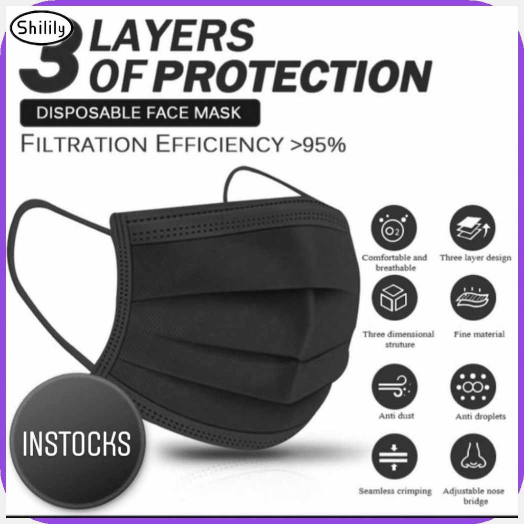 Shilily&L!50pcs_b@ply+hV@Disposable+RO@Surgical+jb@Face+rj@Mask+B@(*i ...