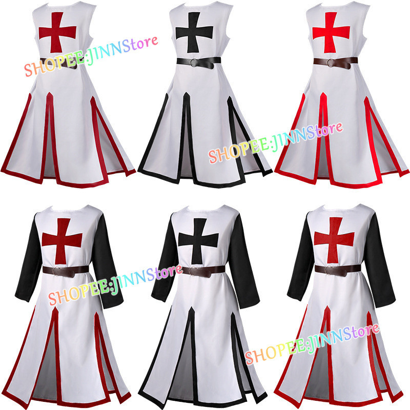 - JINN - Men's Medieval Robes Templar Knight Cosplay Crusader Surcoat ...