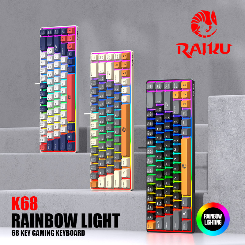 Zeus x RAIKU K68 68-Key Compact RGB Gaming Keyboard with 3 Keycaps ...