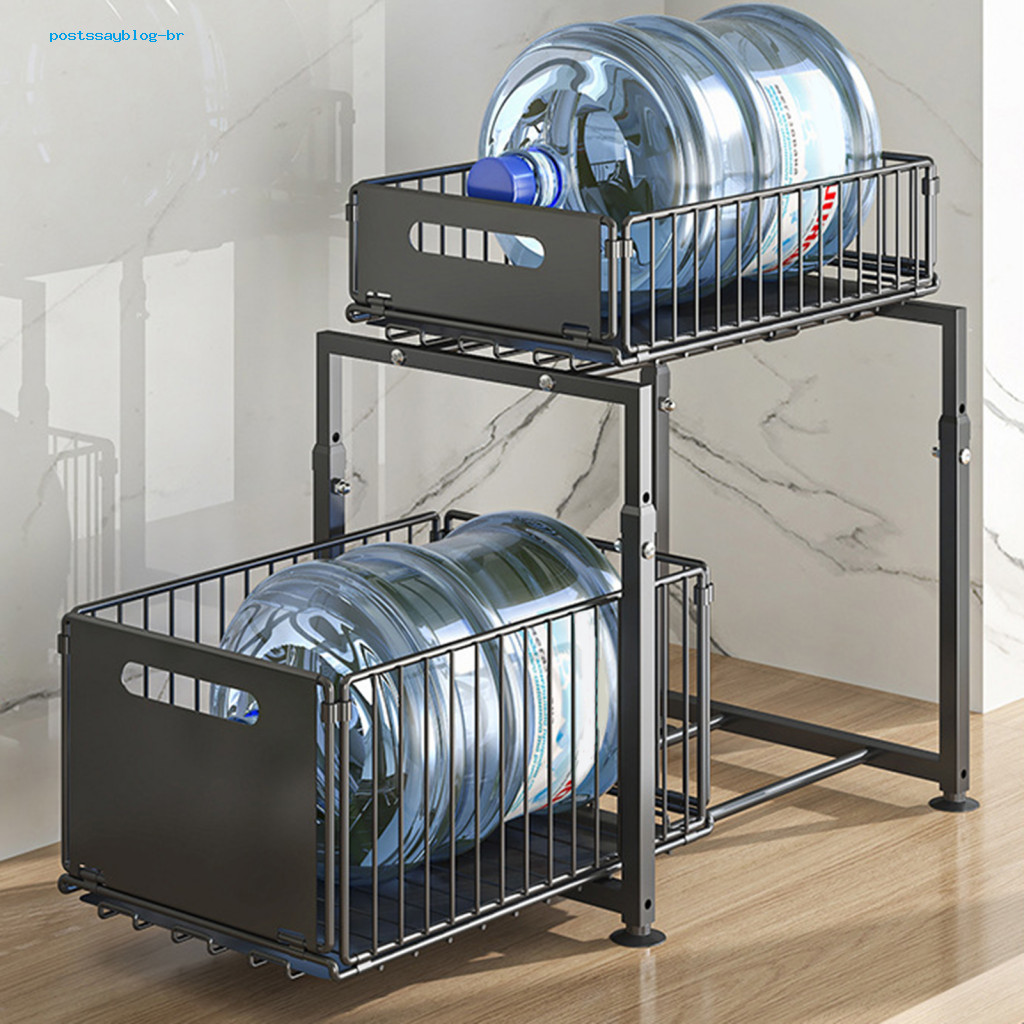 Storage Shelf Adjustable Kitchen Rack Adjustable 2-tier Under-sink ...