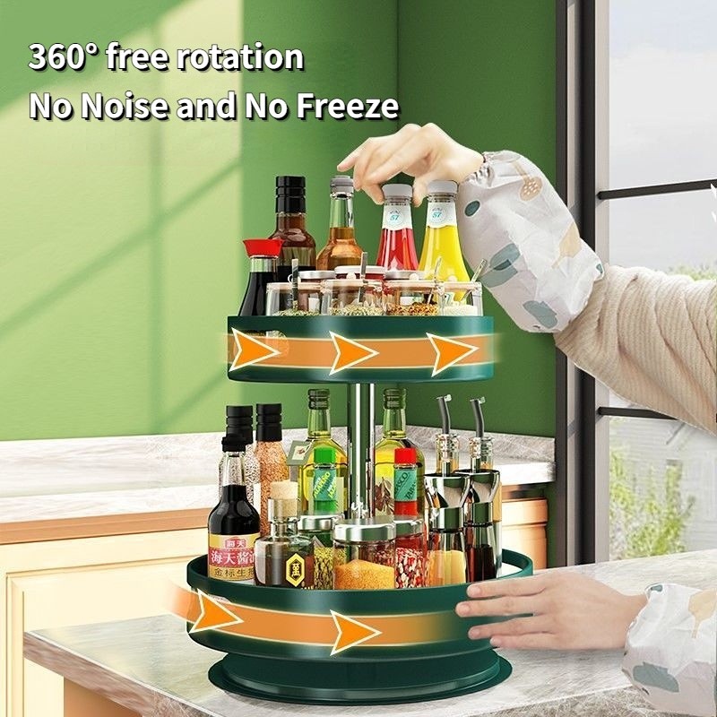 Kitchen Condiments Organizer Racks 360°Rotating Metal Spice Storage ...