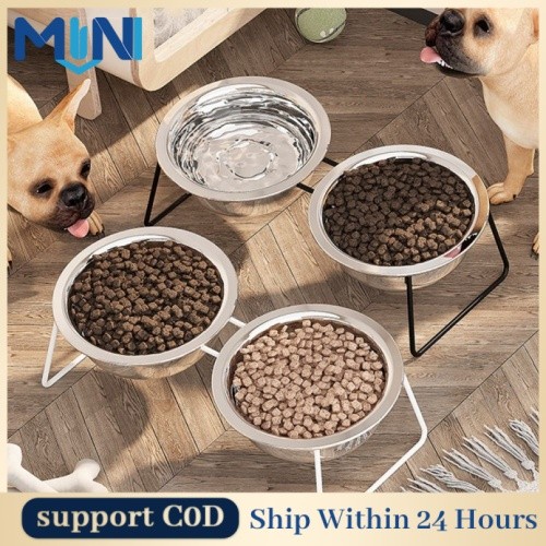 Anti Slip Stainless Steel Dog Food Bowl 9°Tilted Angle Thickened Stand ...