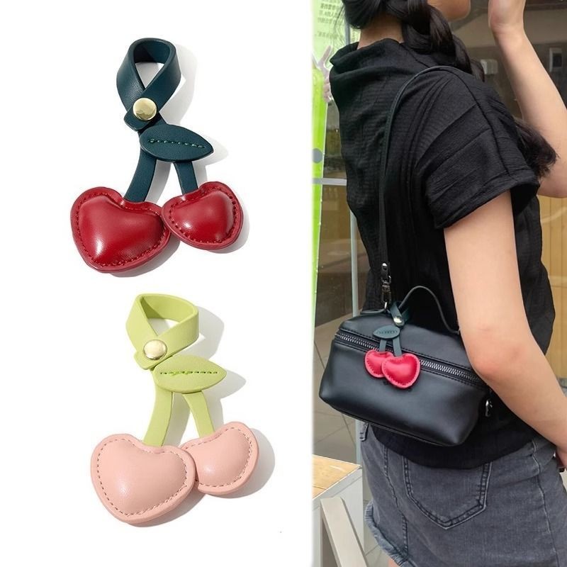 Sweet Cherry Pu Leather Key Ring Colorful Fruit Keychains Women Girl ...