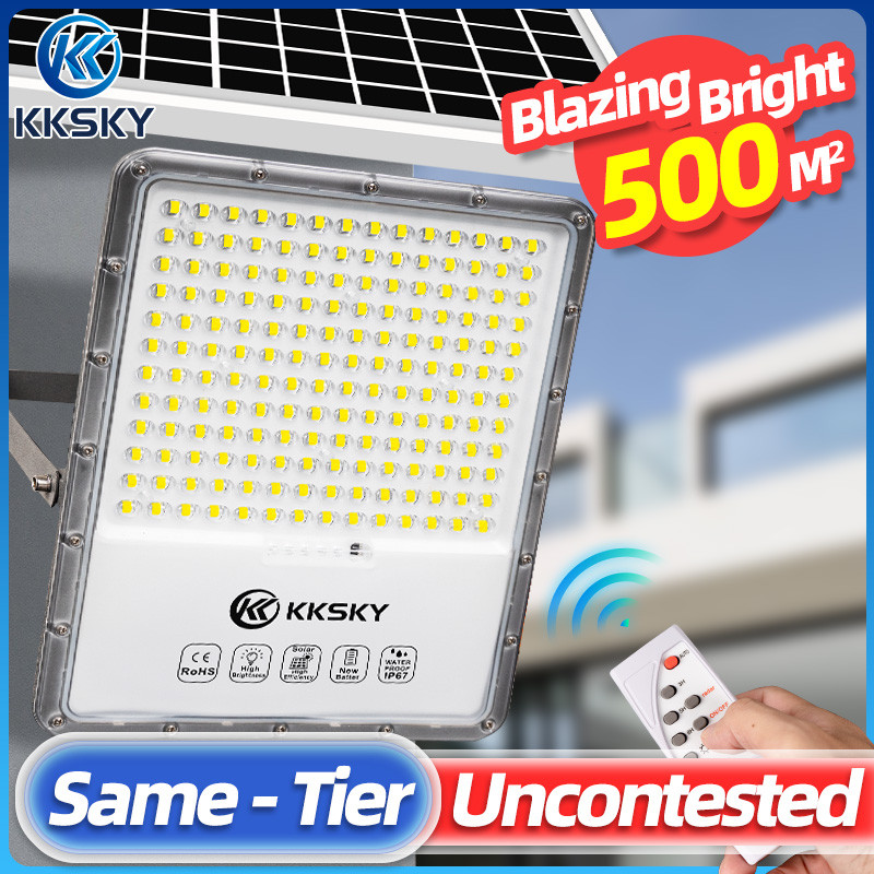 KKSKY Solar Flood Light Outdoor Waterproof IP67 with Panel LED Heavy ...
