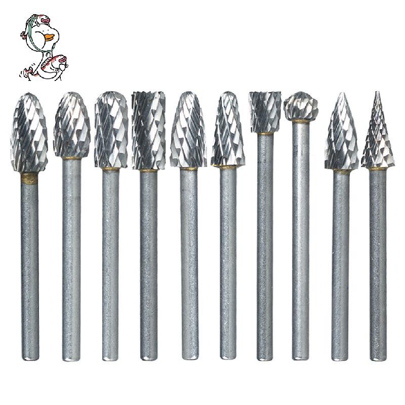 Alloy Rotary Carving Burrs 10-Piece Double-Cut Carbide Grinding Heads ...