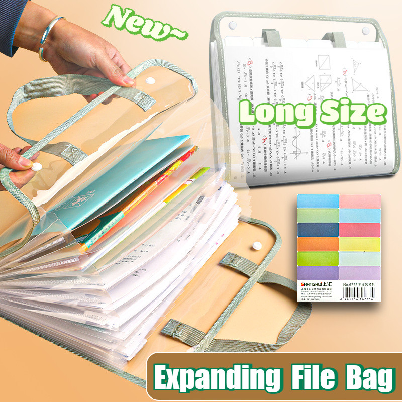 Long Size Expanding File Bag 13Pockets Paper Organizers Transparent ...