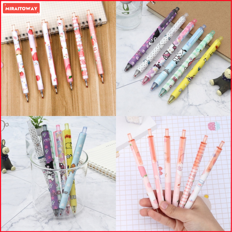 MT】0.5mm Bullet Gel Pen Peach Juice Push Pen Cute Girl Push Black Water ...