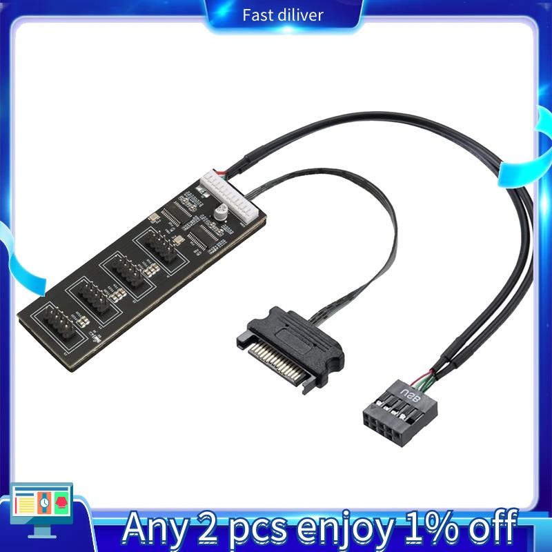 9Pin USB Header Splitter with SATA Power Cable, Internal USB Hub ...