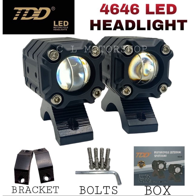 Free Shipping TDD #4646 V2 LED MOTORCYCLE HEADLIGHT YELLOW-WHITE WITH ...