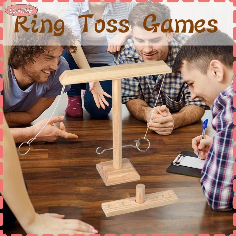 LONTIME STORE Ring Toss Game, Wooden Interactive Ring And Hook Drinking Game, Fast-paced ...