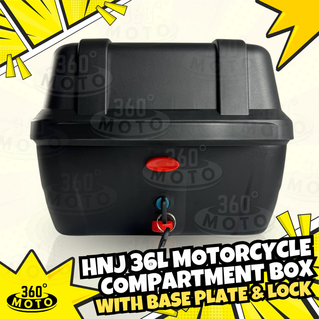 HNJ 36L MOTORCYCLE STORAGE BOX WITH LOCK AND BASE PLATE | Shopee ...