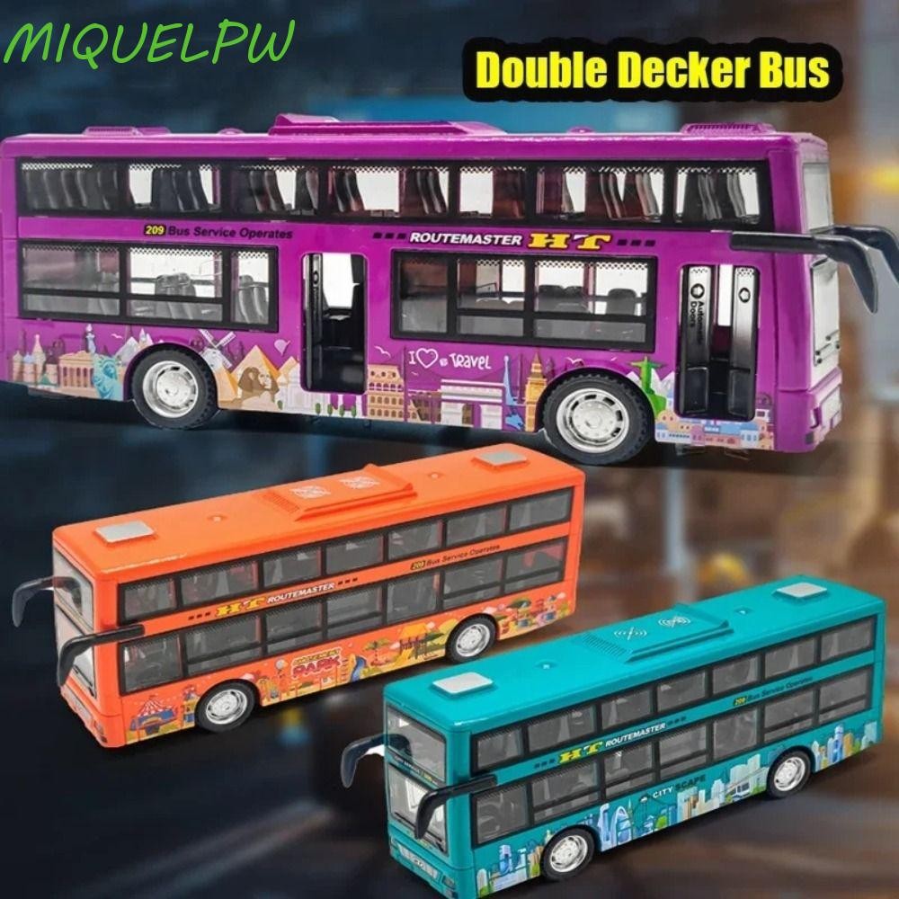 MIQUELPW Double Decker Bus Model, Light Music Open the Door Pull Back ...