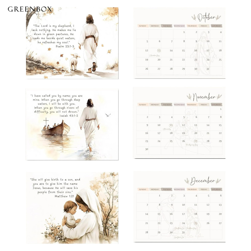 Greenbox Devotional Calendar with Bible Verses 2025 Jesus Wall Calendar ...