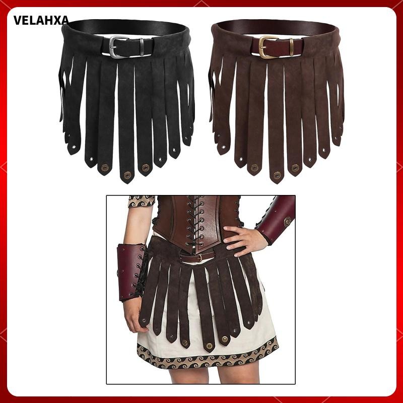 [Velahxa] Short Dress Costume with Pin Buckle Medieval Fringe Tassel ...