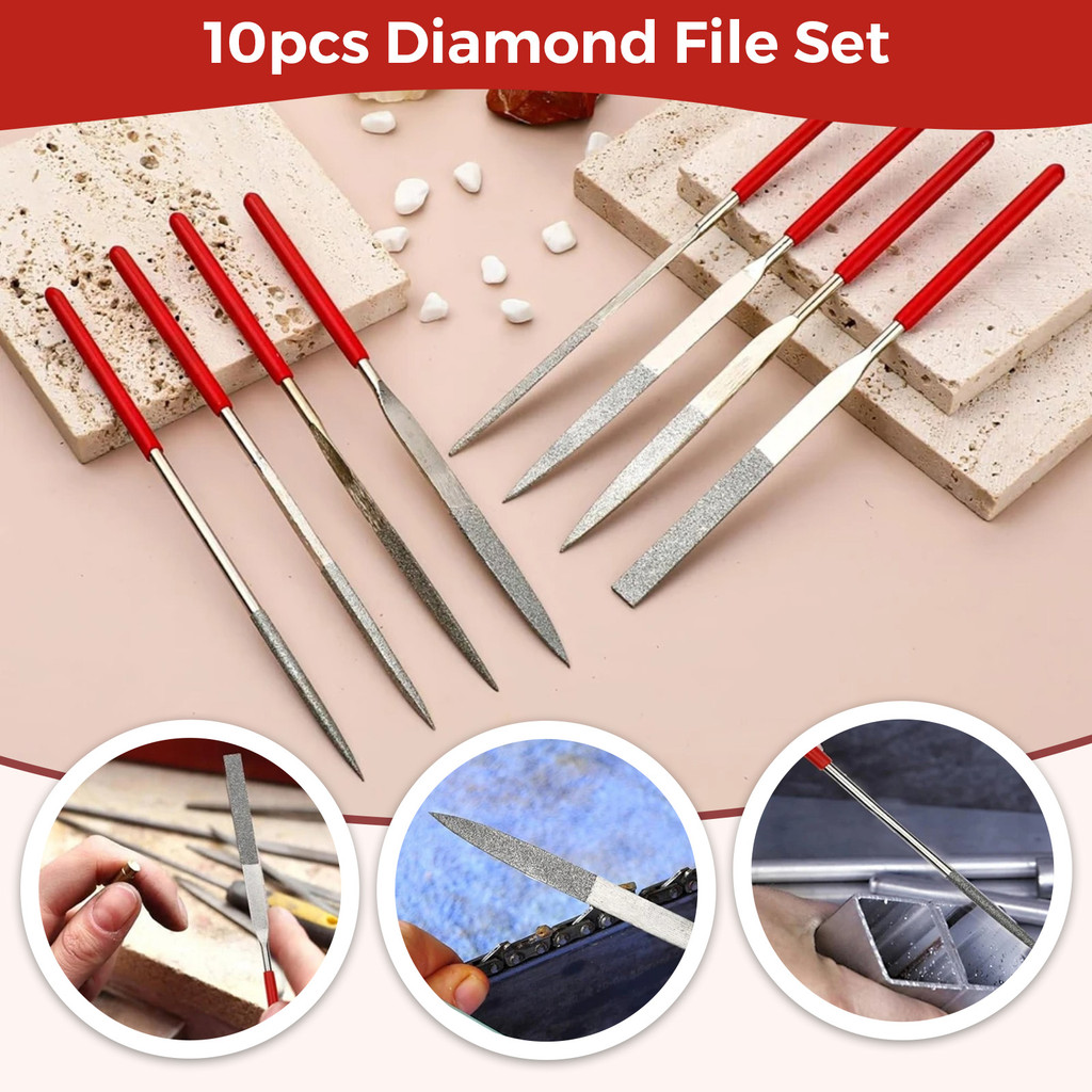 10PCS Mini Metal Rasp Diamond Needle Set Model Making Tool Wood Carving ...