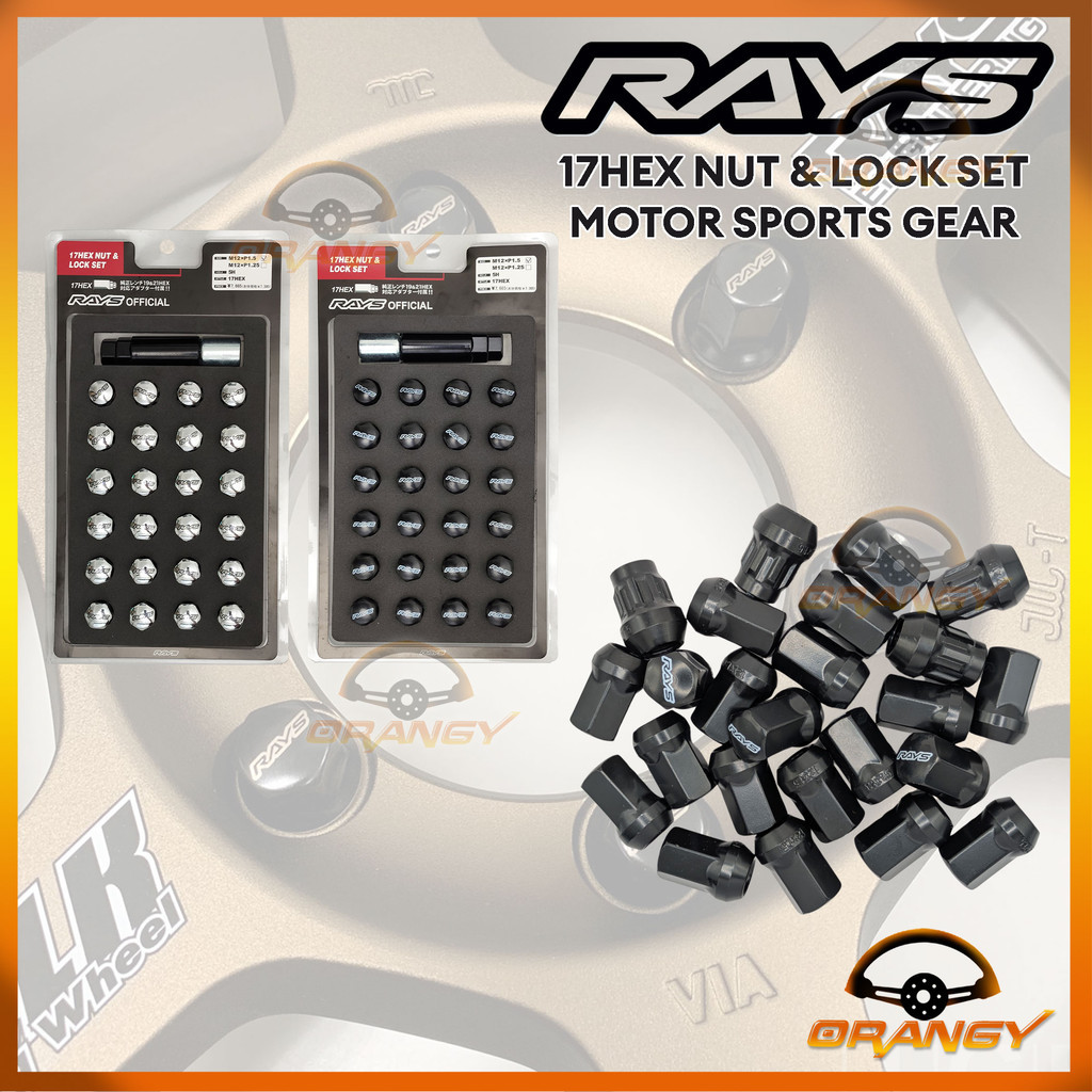 RAYS Official 17mm Hex Lugnuts and Lock 12 x 1.5mm 24pcs Lug Nut ( Car ...