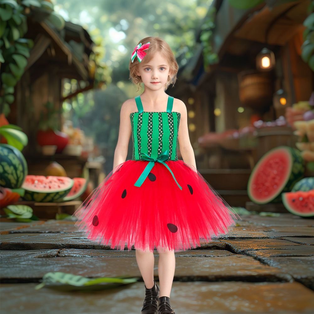 2025 Children's Day Children's Day Fruit Vegetable Performance Costume Watermelon Dress Up Girl ...