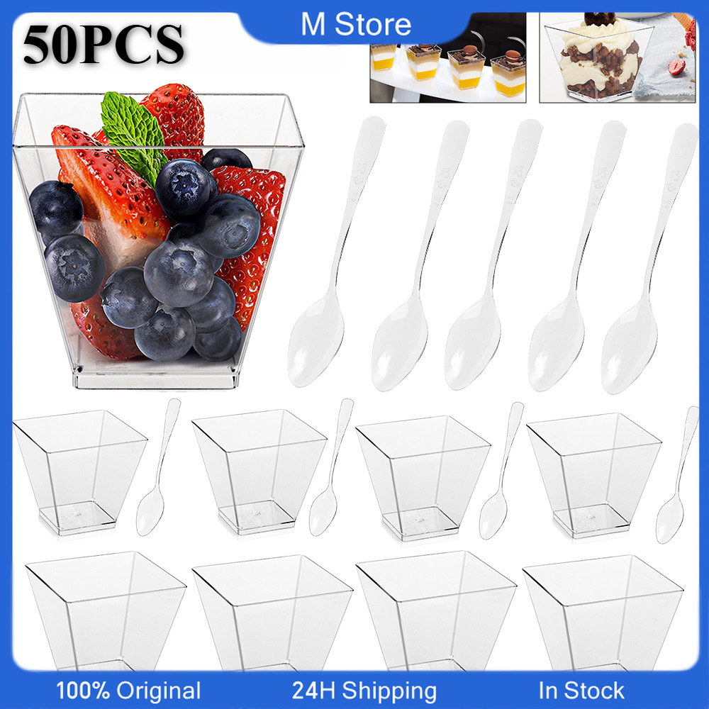 wholesale Disposable Mini Square Dessert Cup Clear Mousse Cups Shot ...