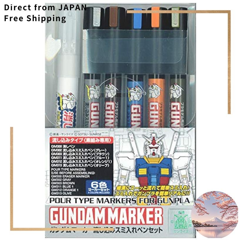 GSI Creos Gundam Marker Panel Line Pen Set for Painting GMS122【Direct ...