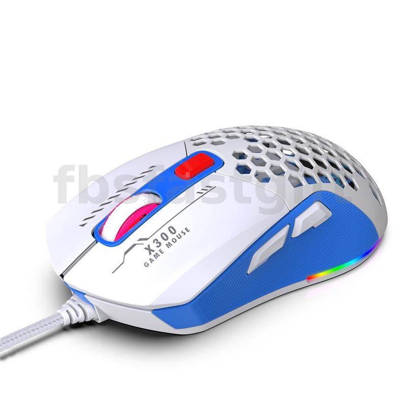 HXSJ X300 Wired Gaming Mouse RGB 1200-7200DPI 6-Key Macro Programming ...