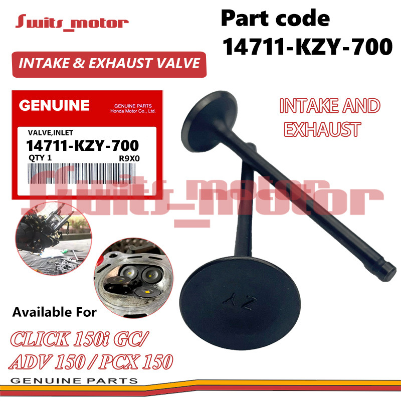 INTAKE & EXHAUST VALVE (HPI) : 14721-KZY-700 14711-KZY-700 CLICK 150i ...