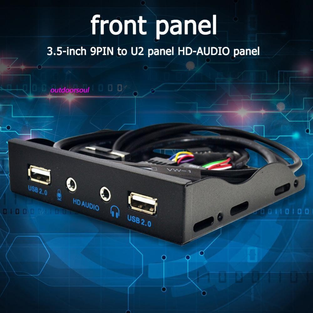 OZ 9 Pin to 4 Port HUB Floppy Bay PC Case 2 USB 2.0 HD Audio 3.5mm ...