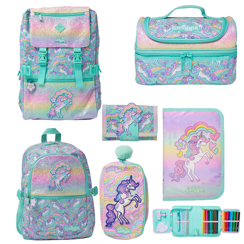 Australia smiggle Book New Green Unicorn Meal Bag Wallet Primary School ...