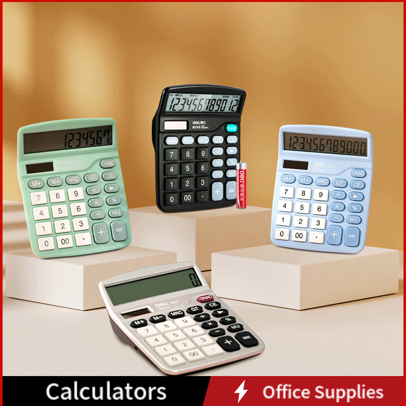 Portable Desktop Electronic Calculator 12-Digit Large LCD Display Scientific Calculator | Shopee ...