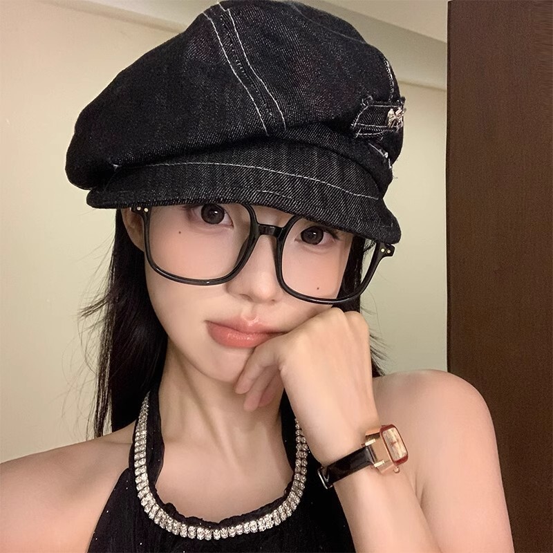 Retro Cowboy Literary Beret Female Octagonal Hat Street Niche Unique ...