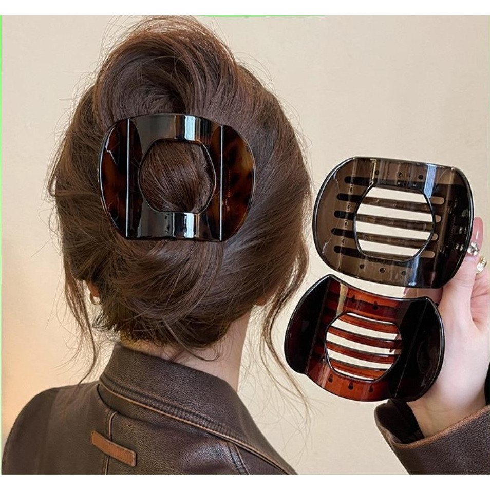 YOUJ retro Leopard Print Large Duckbill Clip woman Back of Head Hair ...