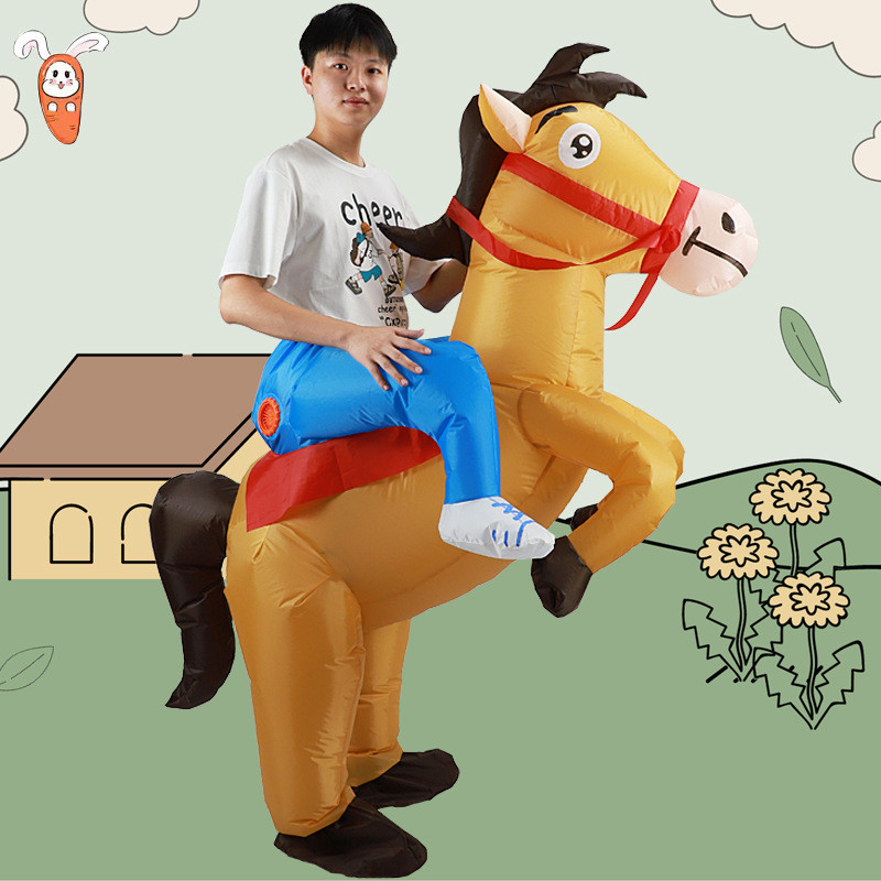 Adult Inflatable Riding Horse Skirt Costume Halloween Cosplay Carnival ...