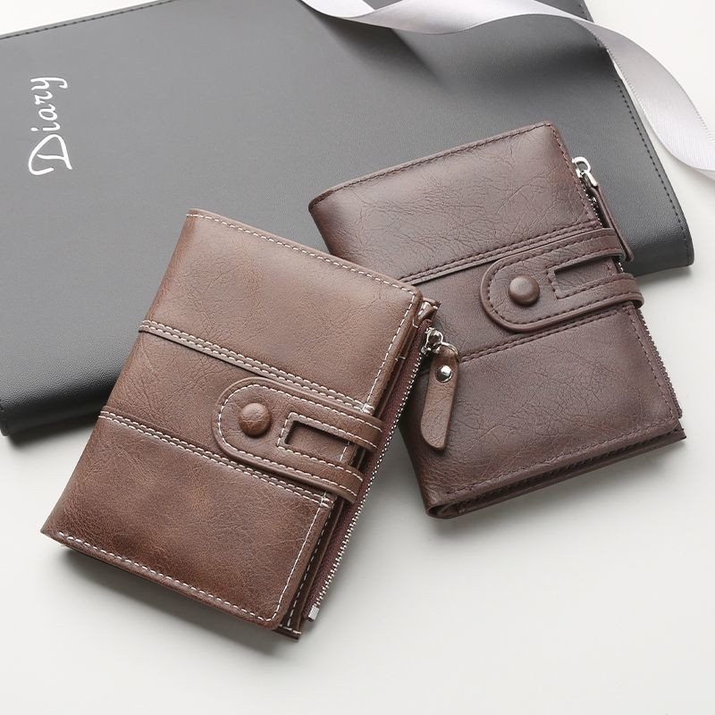 Men's Multi-Card Slot Short Wallet Student Youth Zipper Wallet Hidden ...