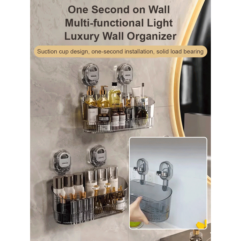 Large nopunch suction cup shower gel storage shelf for bathroom ...
