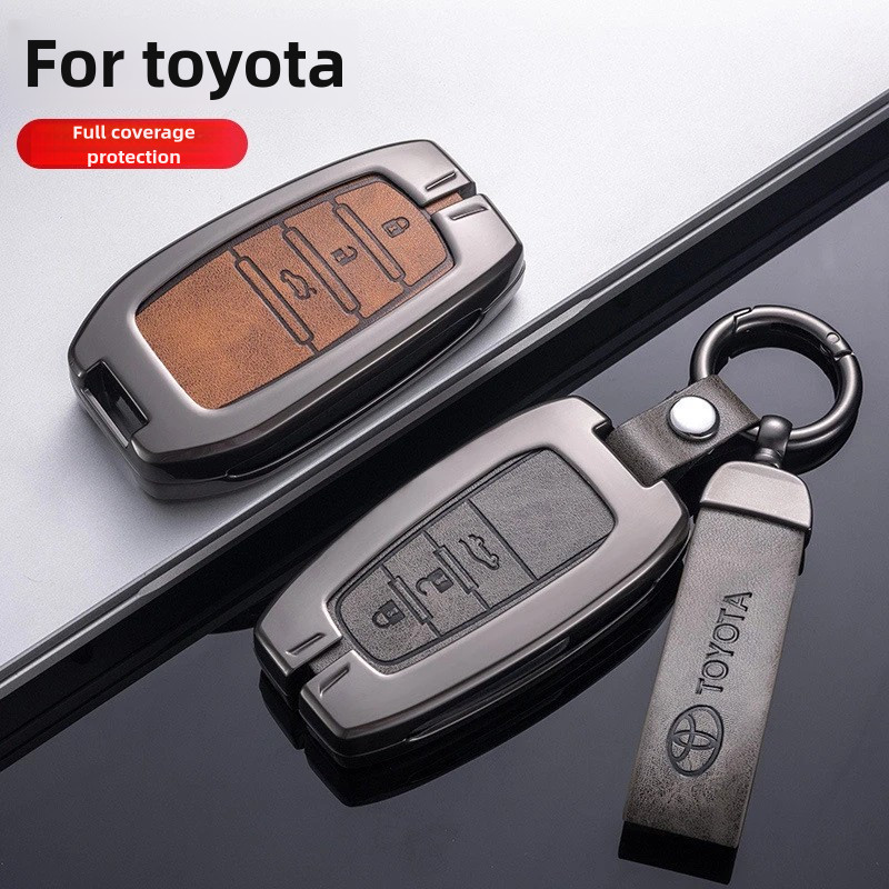 alloy leather car key cover keychain holder key case casing box ...