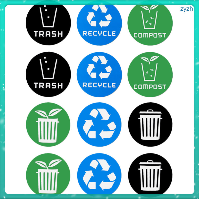 Garbage Sorting Stickers Tag Circle Recycle Can Labels Sign Waste Trash ...