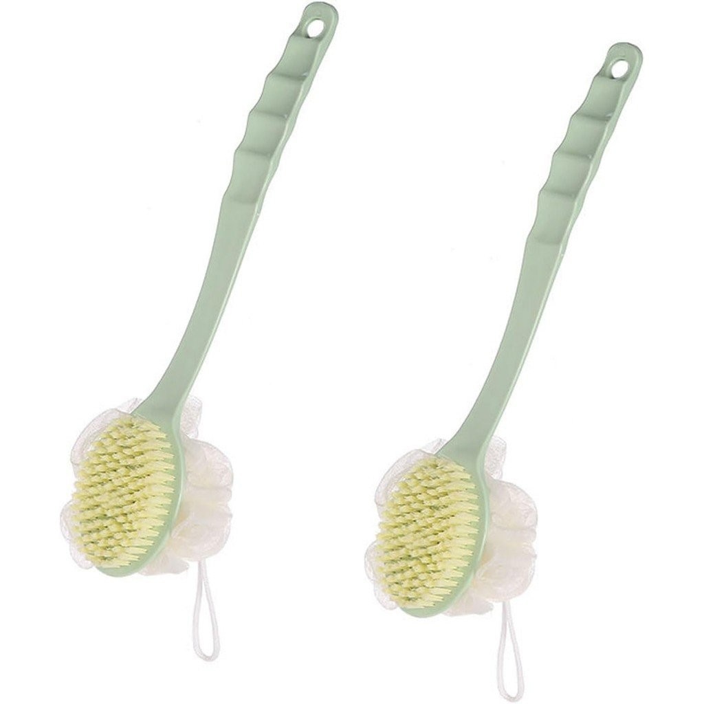 2PCS Shower Body Brush 2-in-1 with Bristles and Loofah - Back Scrubber ...